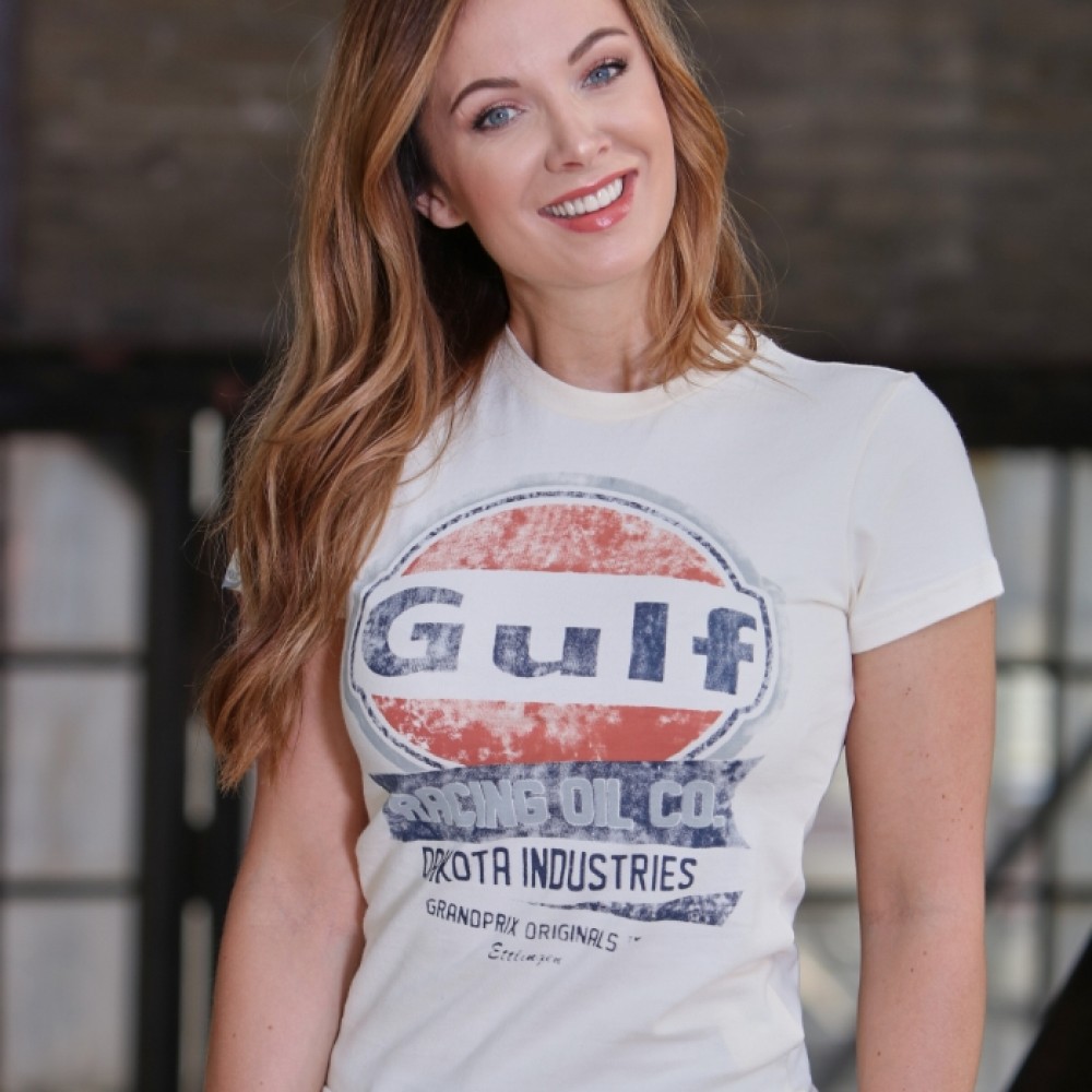 Lady Oil Racing női póló (krémszín) – S – Gulf Prémium Kenőanyagok és ...